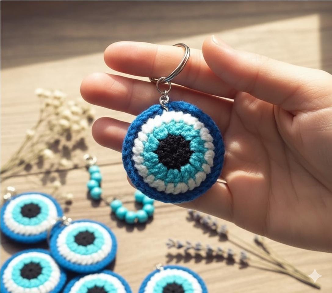 Evil Eye Crochet Keychain Pattern - Etsy