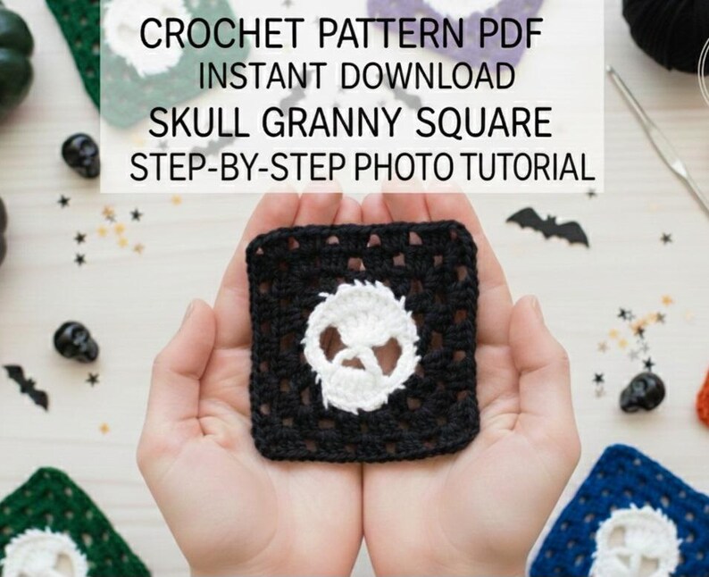 Skull Granny Square Crochet Pattern | Gothic Motif PDF - Etsy