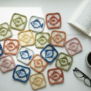 Crochet Fish Granny Square Pattern | Nautical Motif PDF | Coastal Home ...