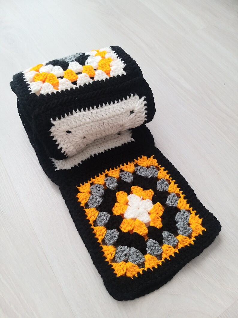 Crochet Granny Square Scarf Pattern PDF - Easy Colorful Granny Square ...