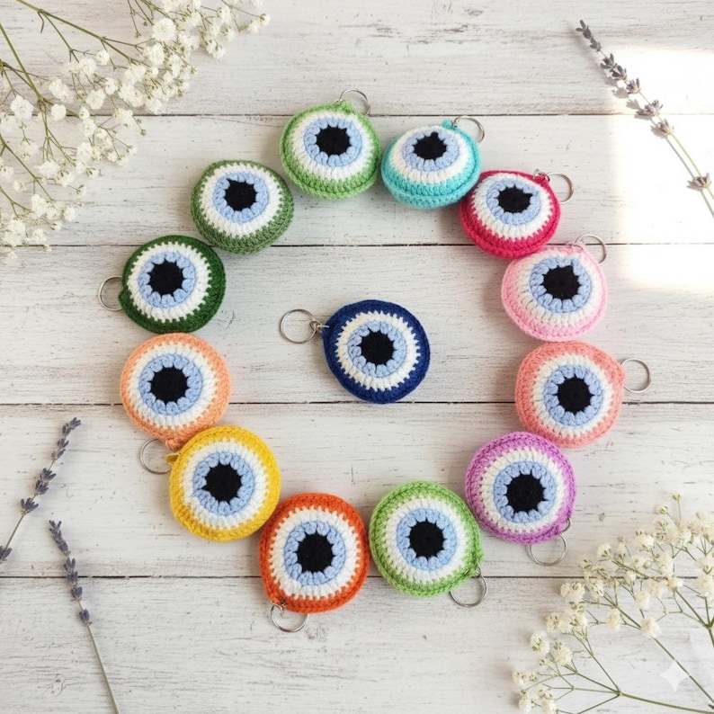 Evil Eye Crochet Keychain Pattern - Etsy