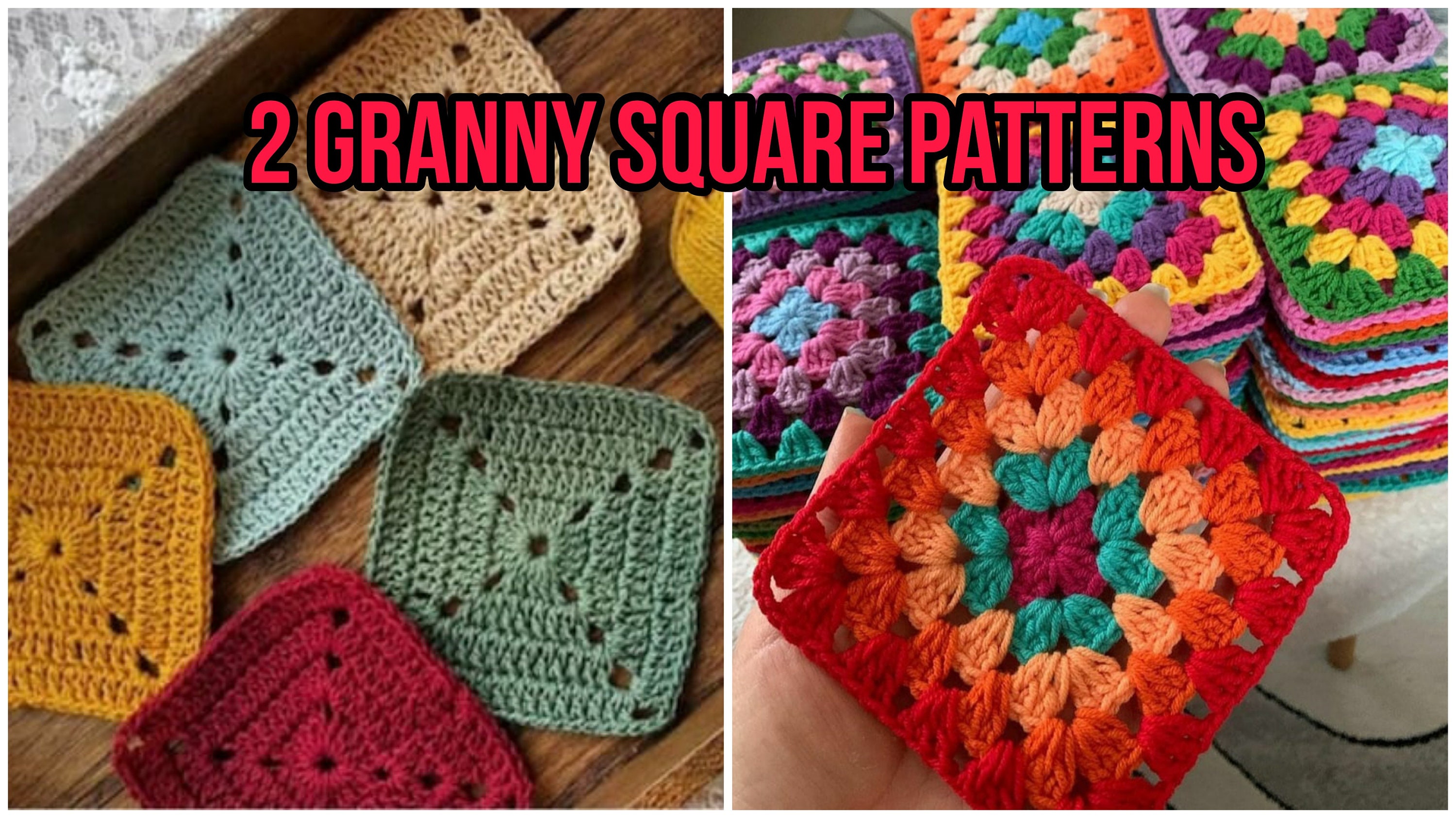2 Easy Crochet Granny Square Patterns Beginner Crochet - Etsy