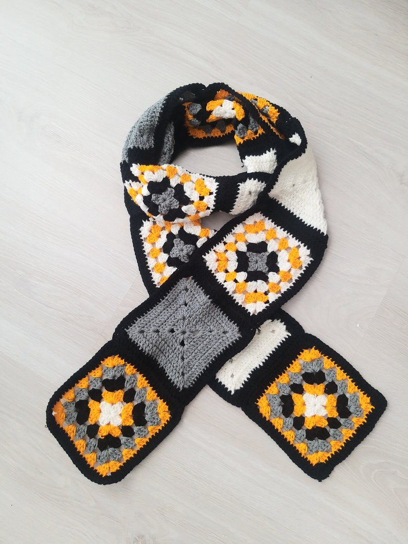 Crochet Granny Square Scarf Pattern PDF - Easy Colorful Granny Square ...