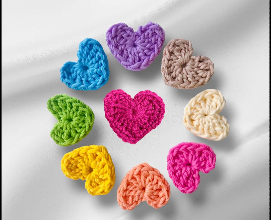 Mini Heart Crochet Pattern, Heart Applique Crochet Pattern, Valentines ...