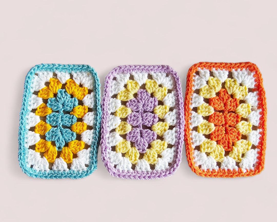 Rectangle Granny Square Crochet Pattern, Photo Tutorial (PDF Pattern ...