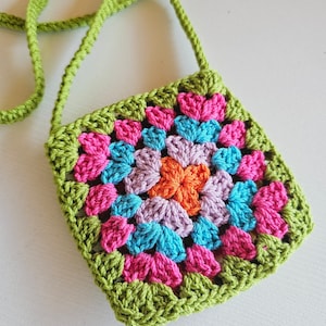 Granny Square Crochet Bag Pattern, for Kids Mini Crossbody Bag Pattern ...