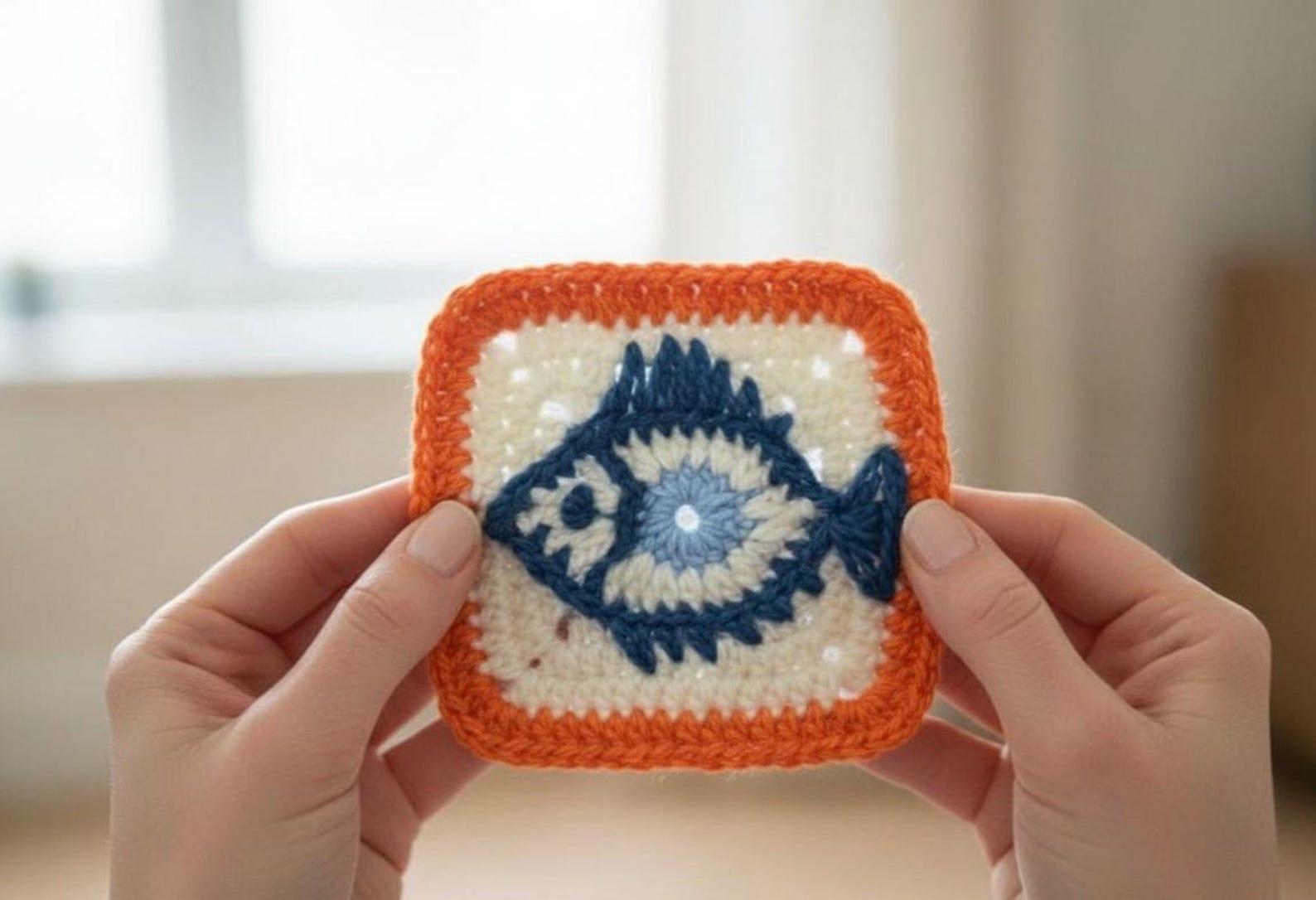 Crochet Fish Granny Square Pattern | Nautical Motif PDF | Coastal Home ...