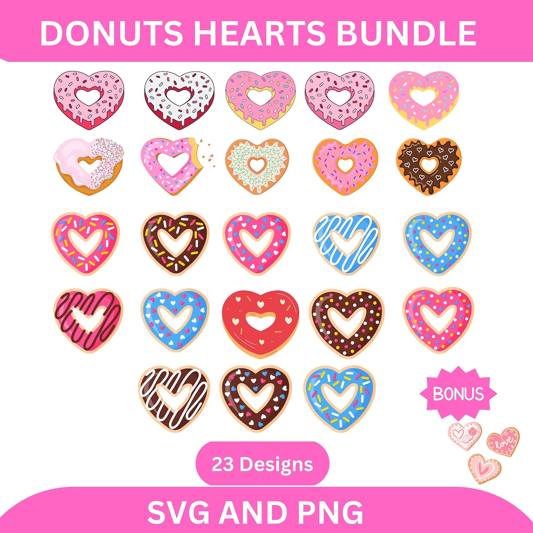 23 Valentines Day Donut SVG | Donut Heart SVG | Donut Heart PNG | Donut ...