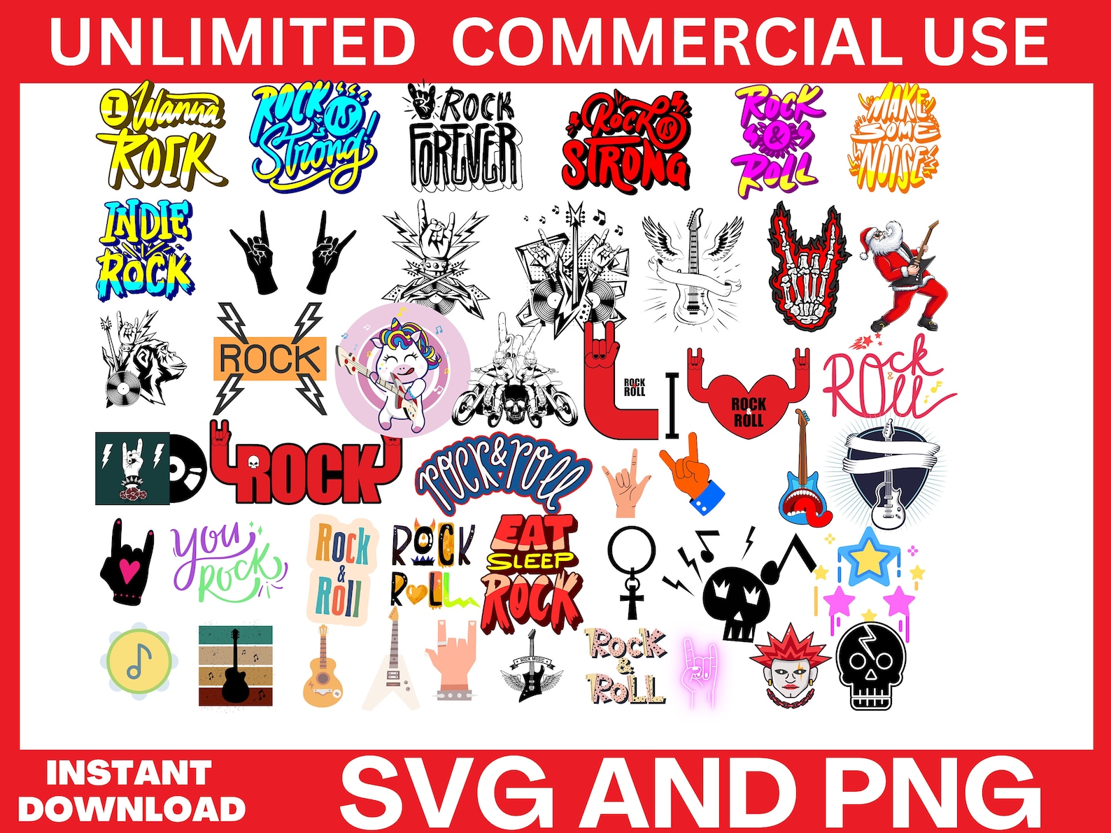 114 Rock & Roll Bundle Svg | Rock and Roll Music Svg | Guitar SVG ...