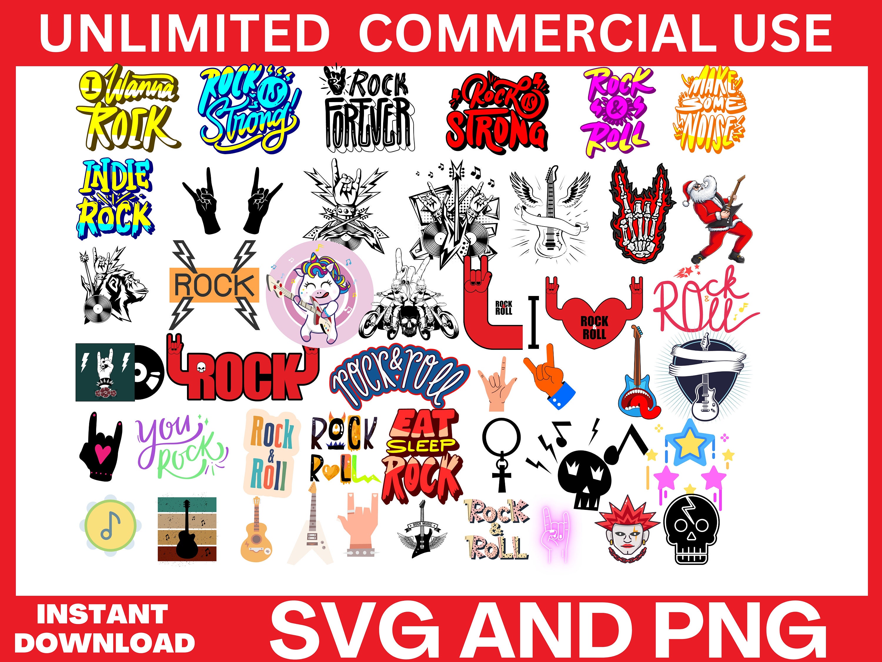 114 Rock & Roll Bundle Svg | Rock and Roll Music Svg | Guitar SVG ...