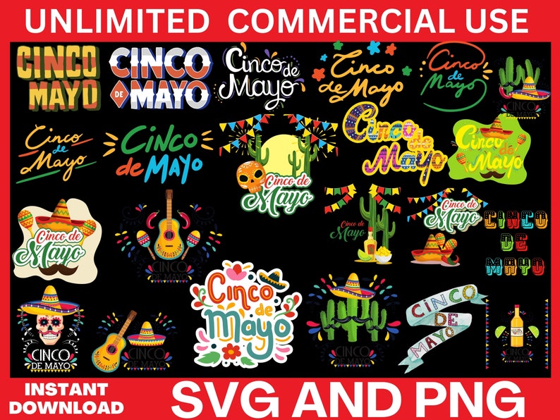 50 Cinco De Mayo Png Bundle, Cinco De Mayo Svg Bundle, Mexican Party ...