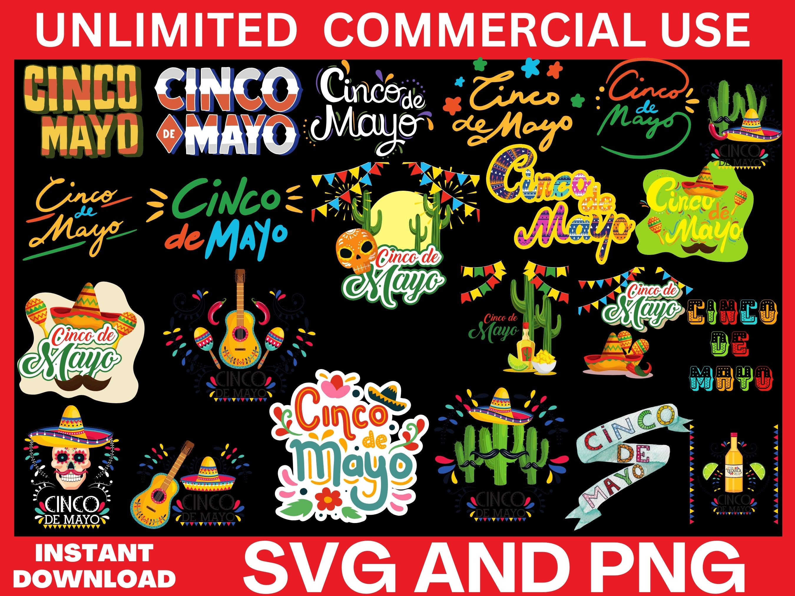 50 Cinco De Mayo Png Bundle, Cinco De Mayo Svg Bundle, Mexican Party ...
