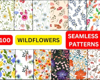 Wildflower Garden Seamless Floral Digital Pattern for Crafting and ...