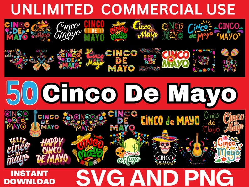 50 Cinco De Mayo Png Bundle, Cinco De Mayo Svg Bundle, Mexican Party ...