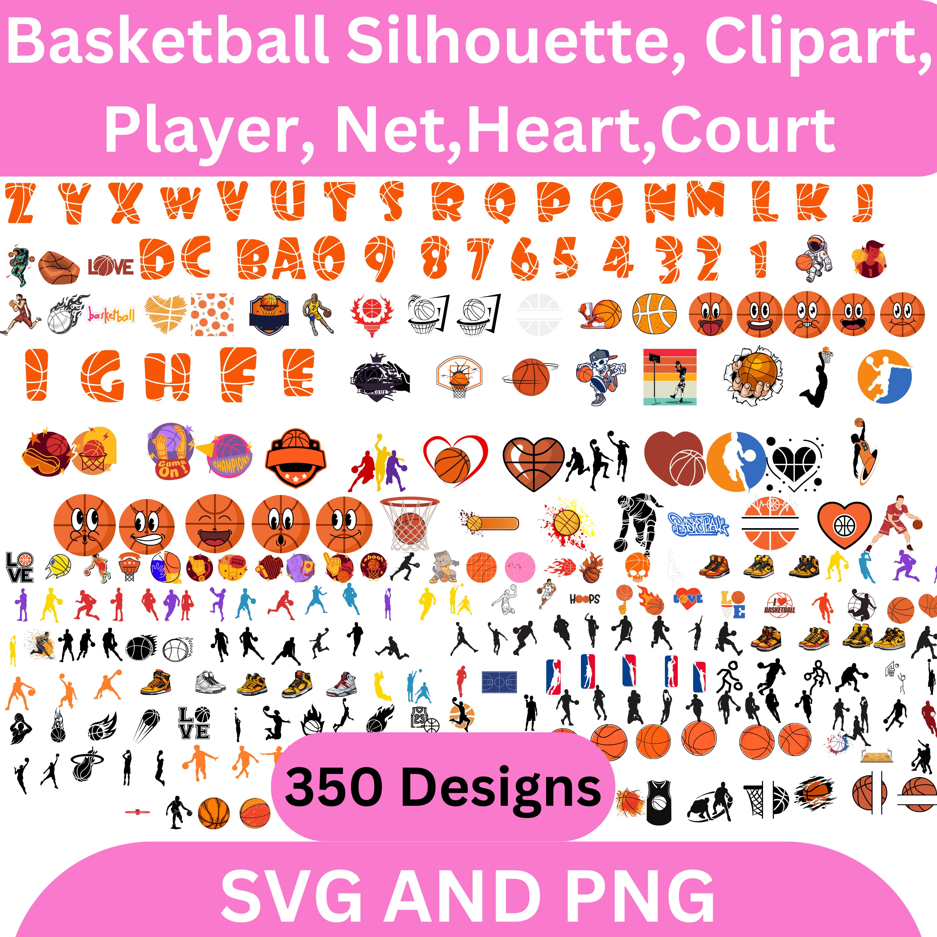 350 Basketball SVG Bundle | Basketball PNG Bundle | Basketball Clipart ...