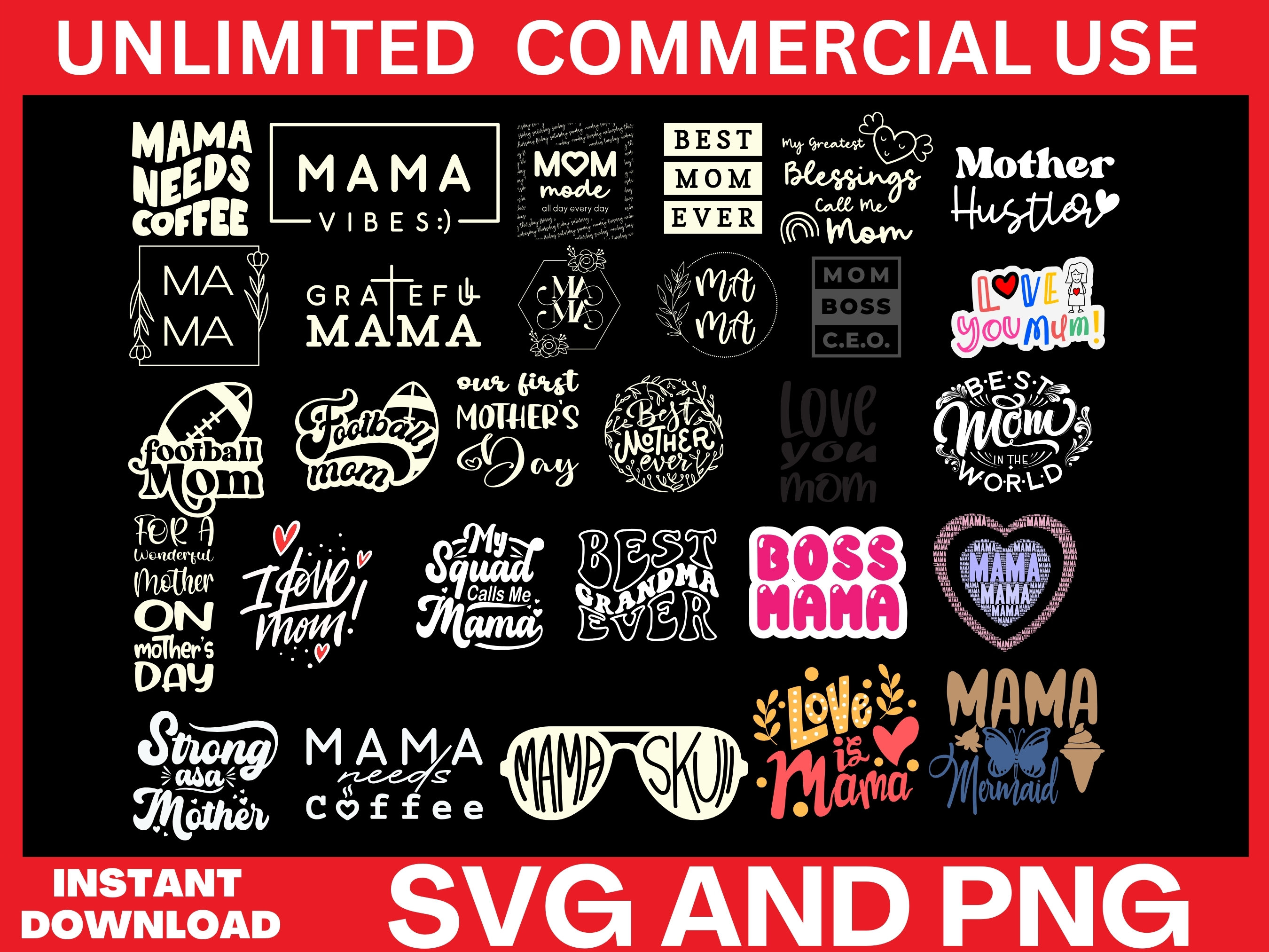 176 Mother's Day SVG, Mother's Day SVG Bundle, Mother's Day PNG, Happy ...