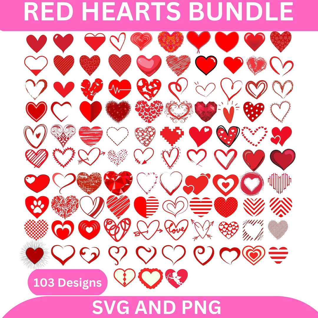 103 Valentine's Day Red Heart Svg | Red Heart Png | Heart Svg Bundle ...