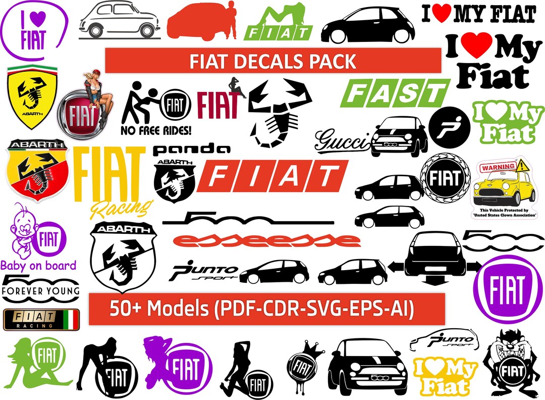 Fiat Svg Bundle, Fiat Svg Sticker Vector Ready for Cutter Plotters and ...