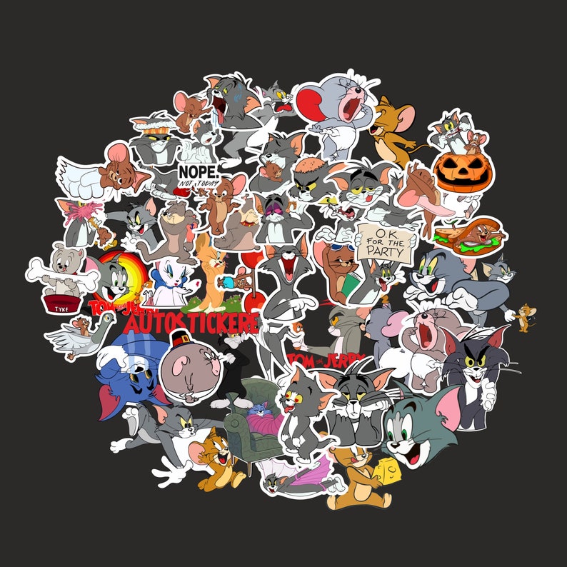50 Pcs Tom and Jerry Stickers Vector Pack - Etsy