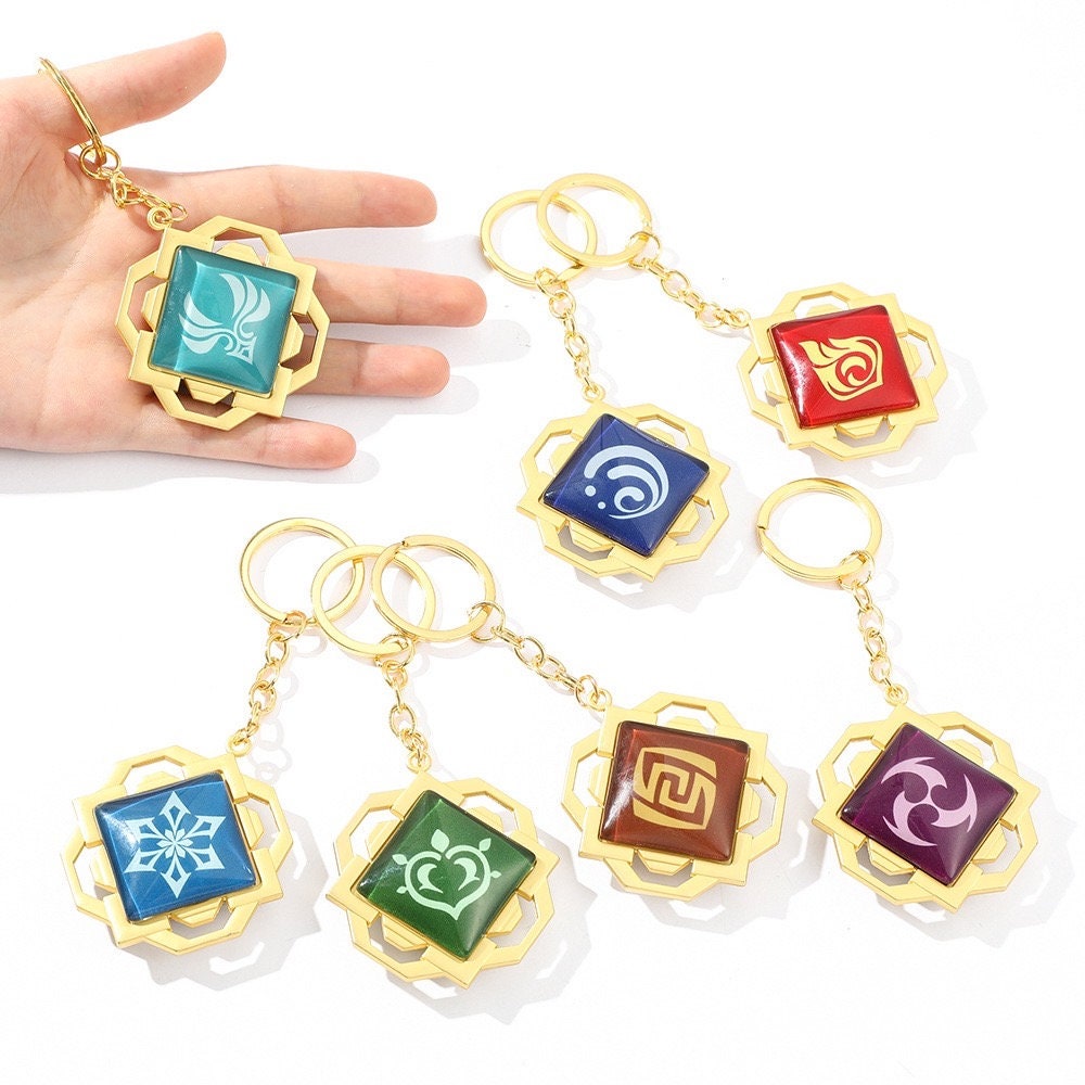 Genshin Impact Vision Keychain Mondstadt Liyue Inazuma Cosplay Pendant ...
