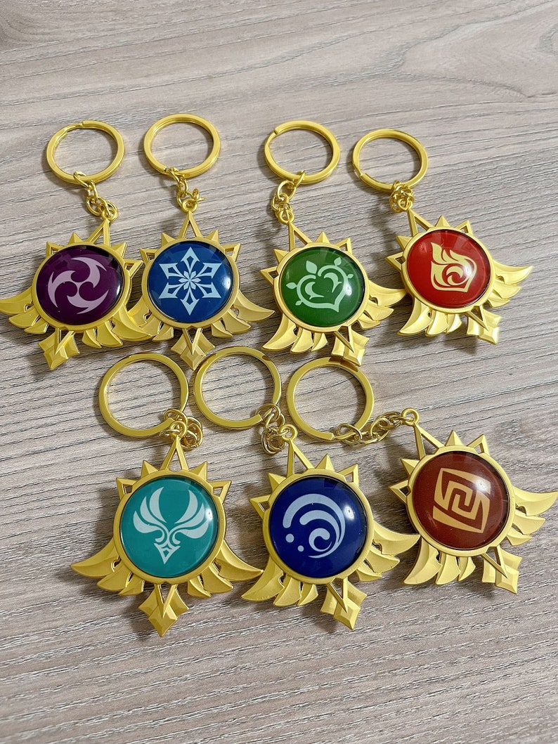 Genshin Impact Vision Keychain Mondstadt Liyue Inazuma Cosplay Pendant ...
