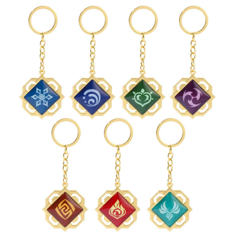 Genshin Impact Vision Keychain Mondstadt Liyue Inazuma Cosplay Pendant ...