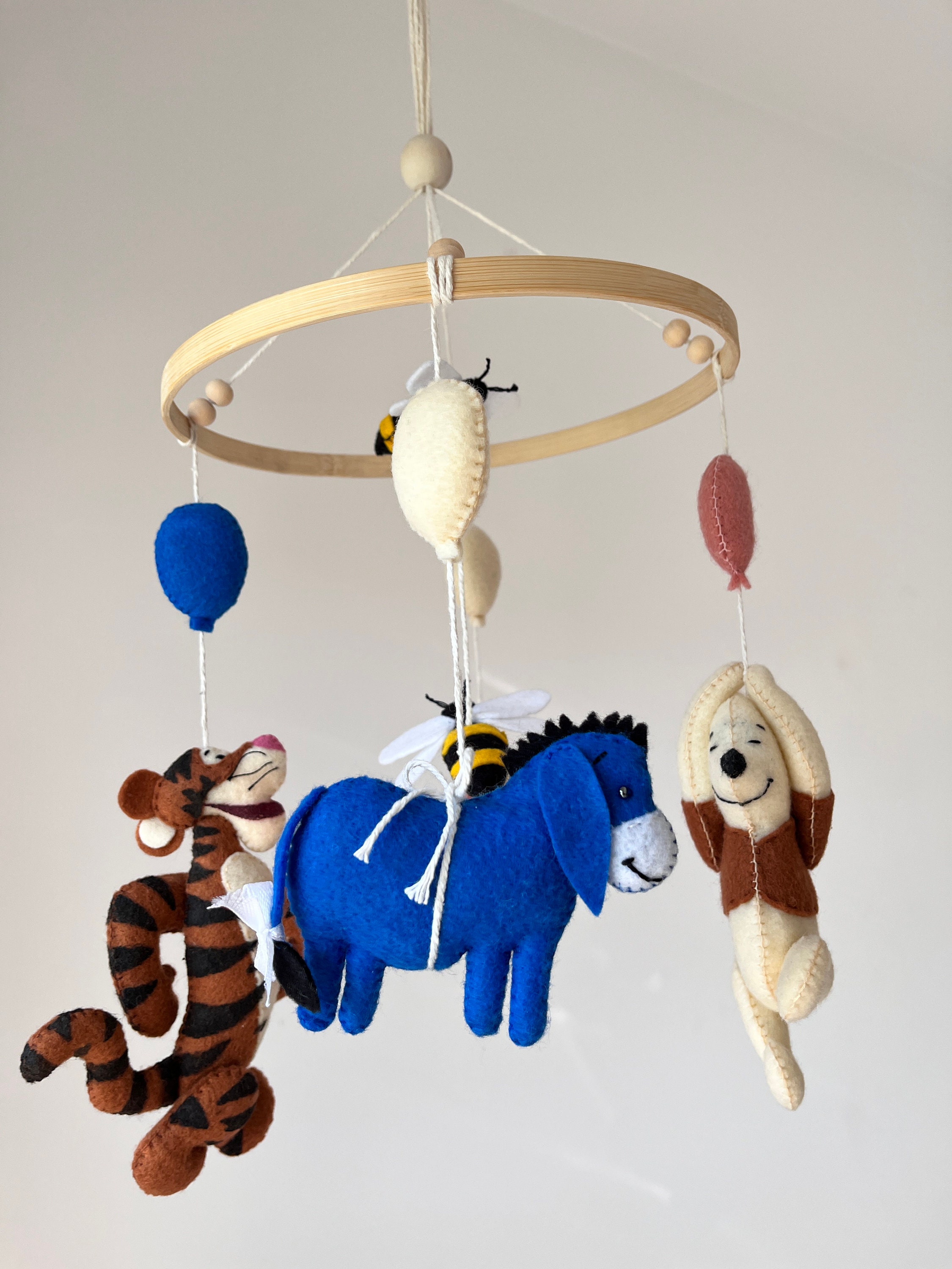 Vintage Winnie and His Friends, Winnie the Pooh Wool Mobile, Cot Girl ...