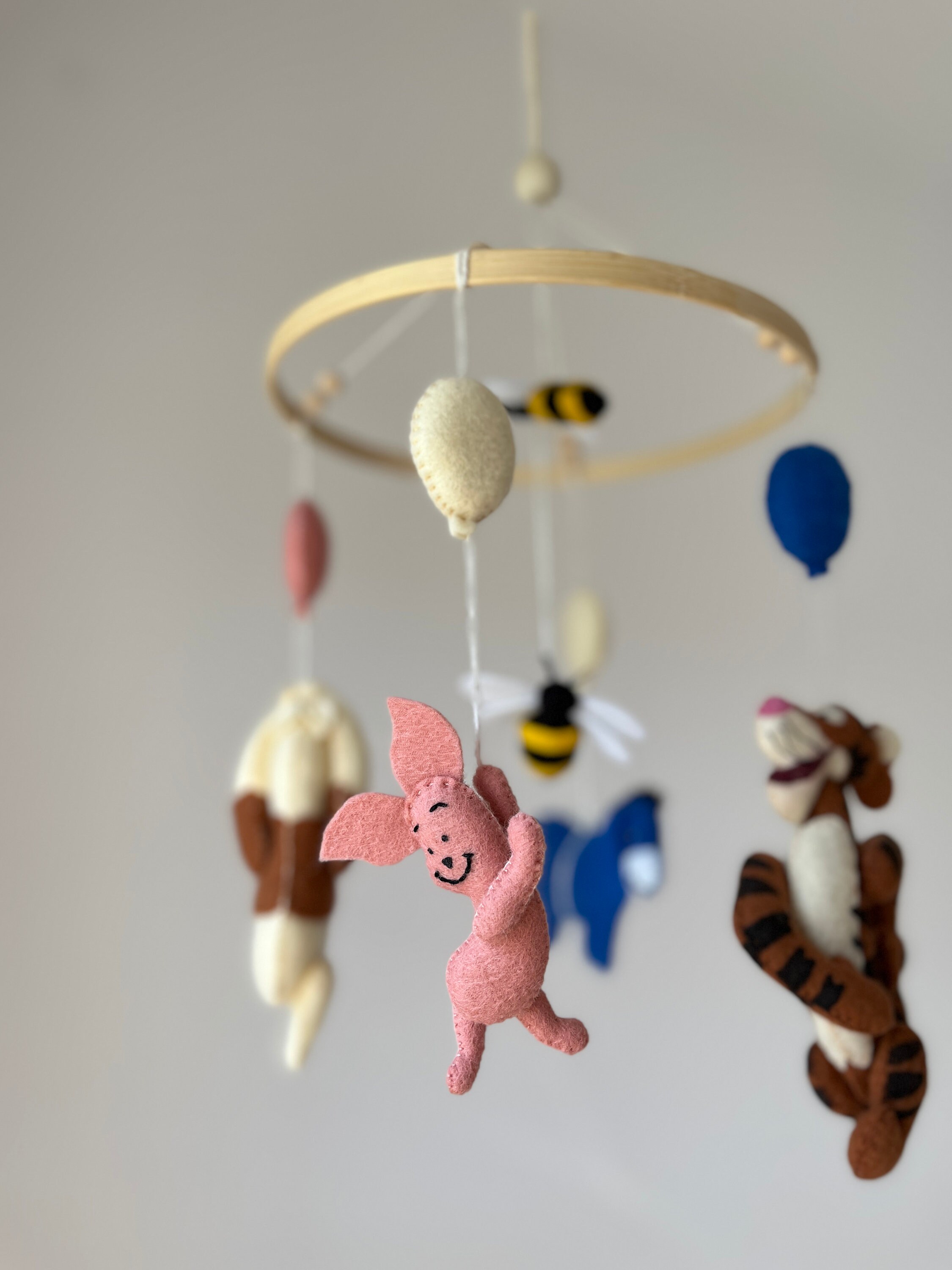 Vintage Winnie and His Friends, Winnie the Pooh Wool Mobile, Cot Girl ...
