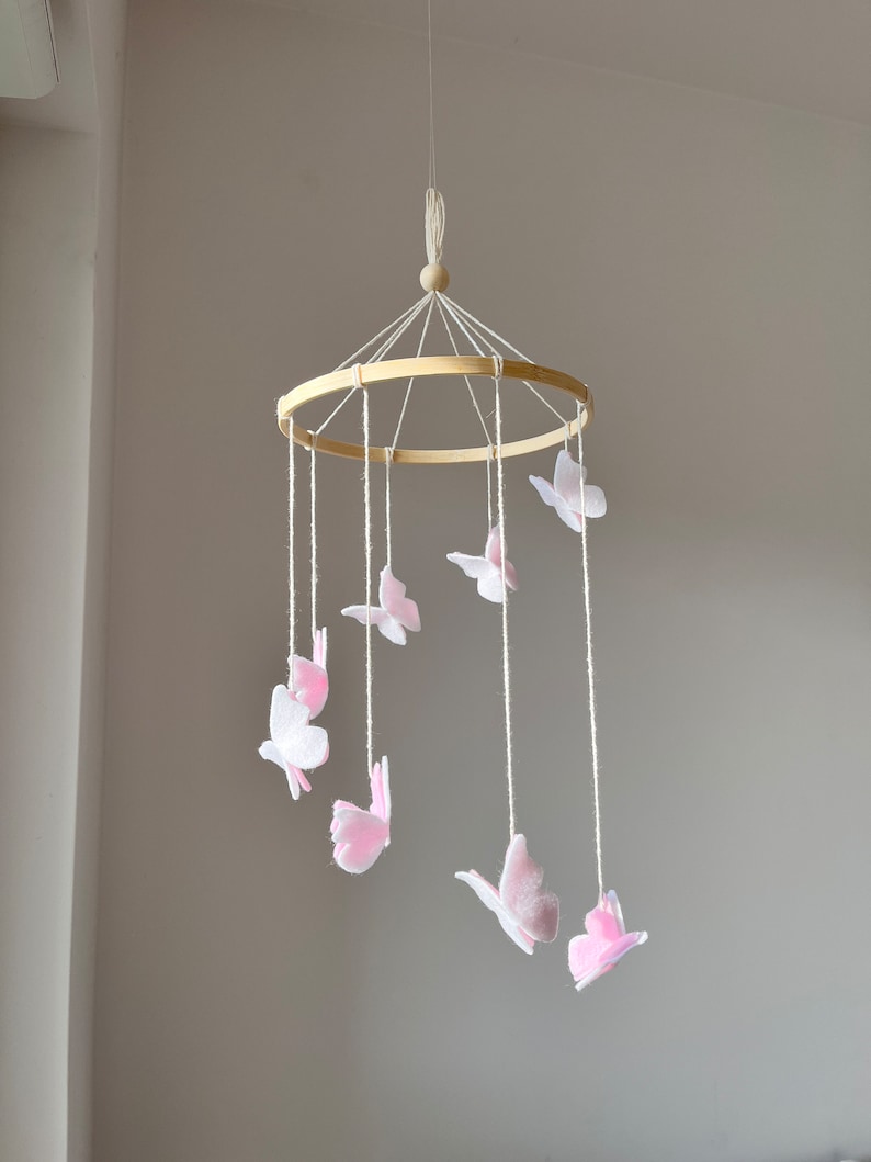 Butterflies Baby Mobile Netural Crib Mobile Floral Baby Mobile Hanging ...