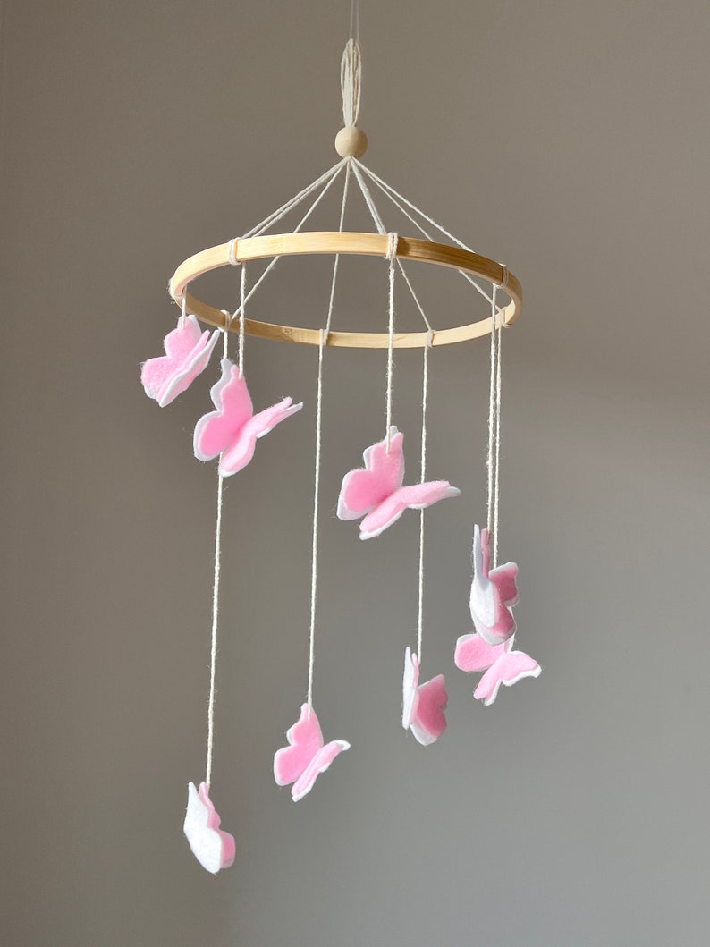 Butterflies Baby Mobile Netural Crib Mobile Floral Baby Mobile Hanging ...