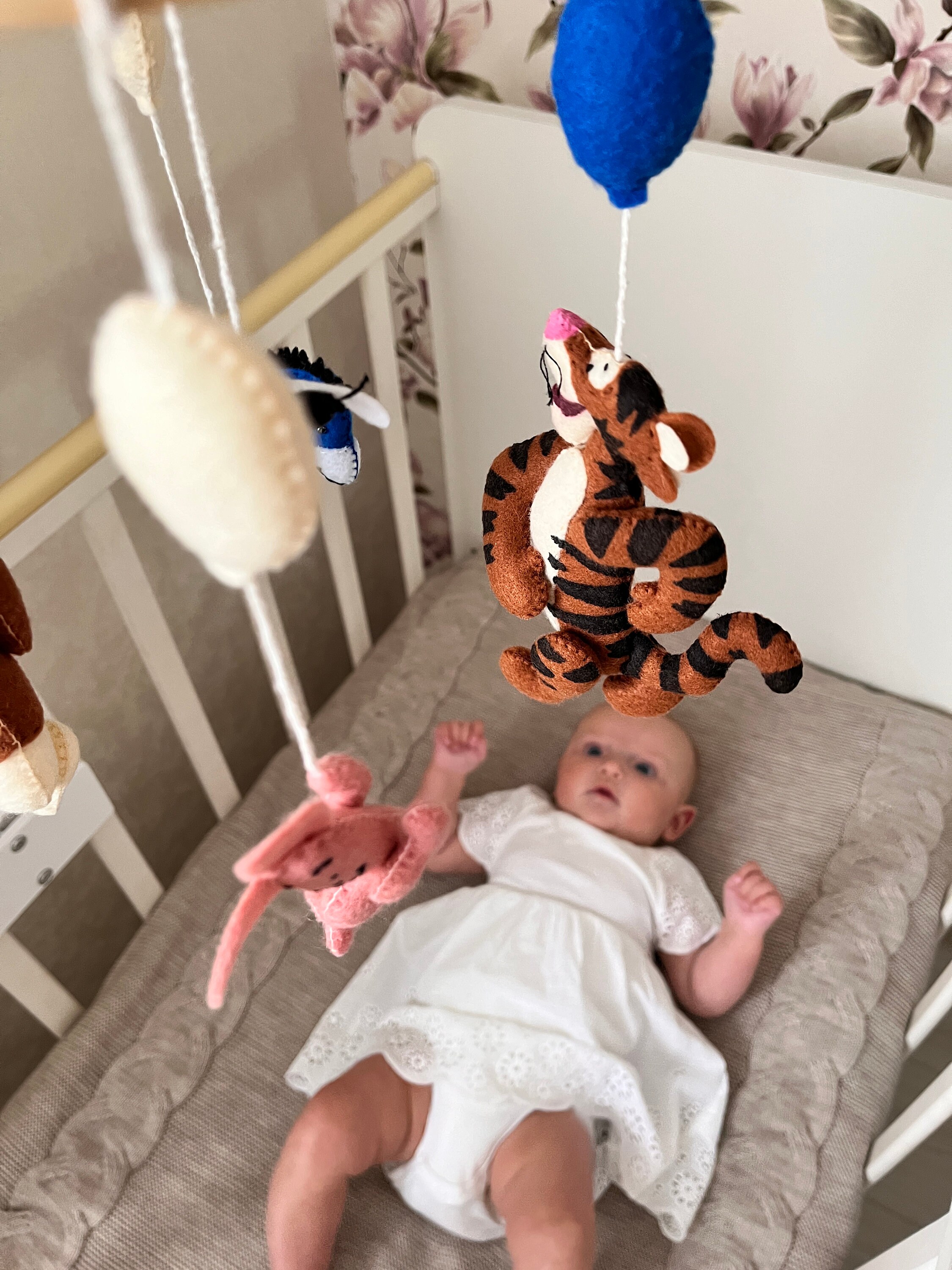 Vintage Winnie and His Friends, Winnie the Pooh Wool Mobile, Cot Girl ...