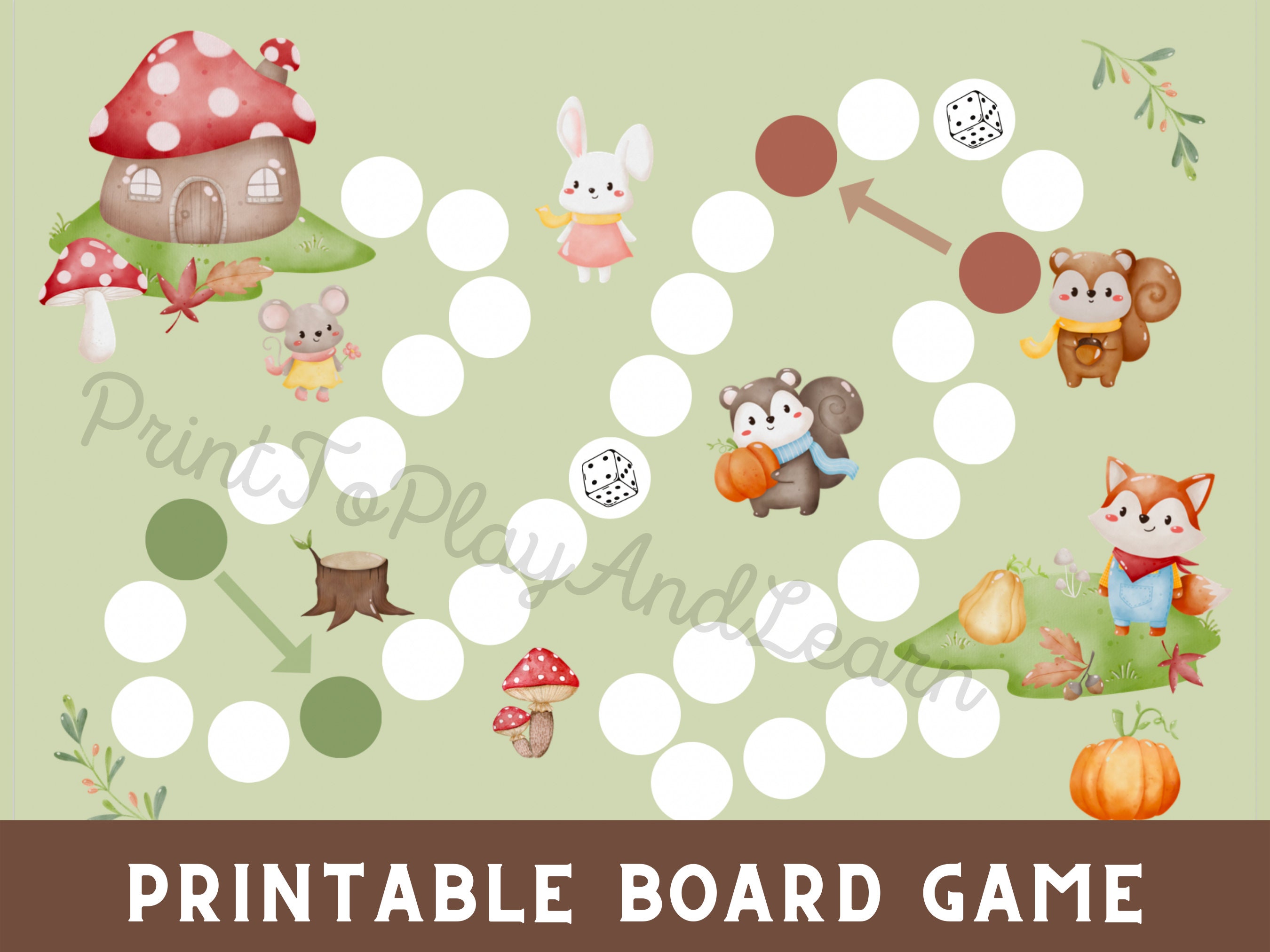 Printable Board Game Cute Forest Animals Counting Playing - Etsy