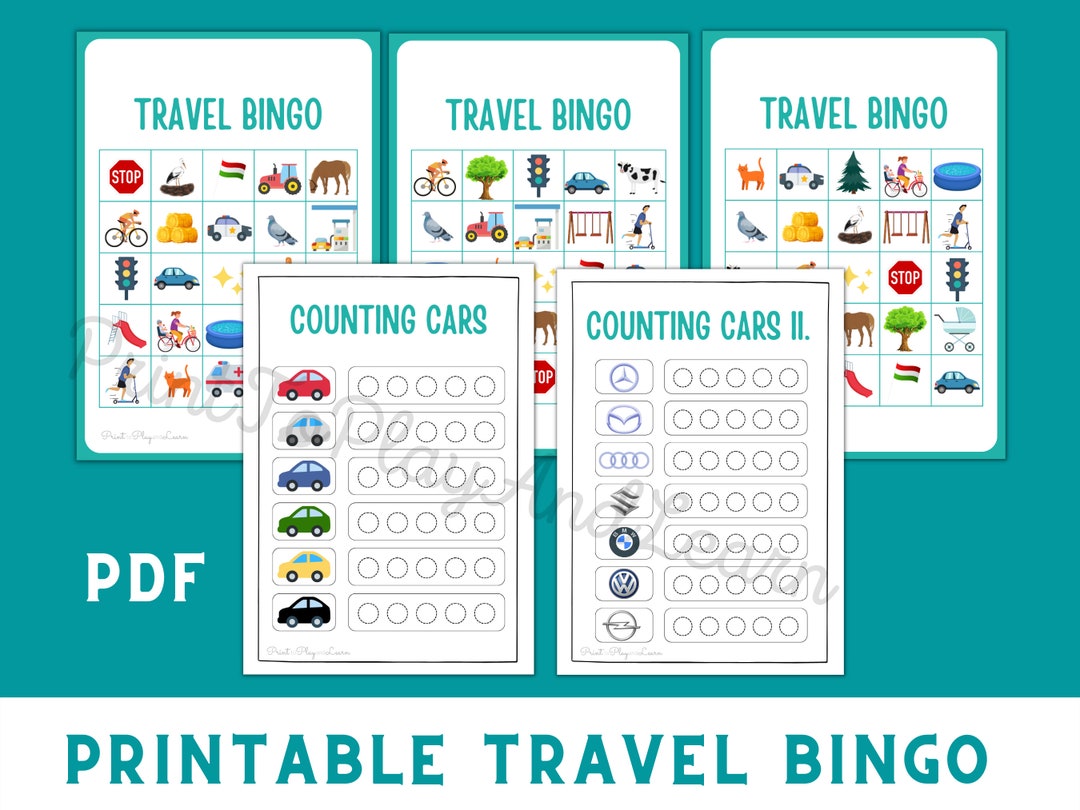 Printable Travel Bingo, Play While Traveling - Etsy