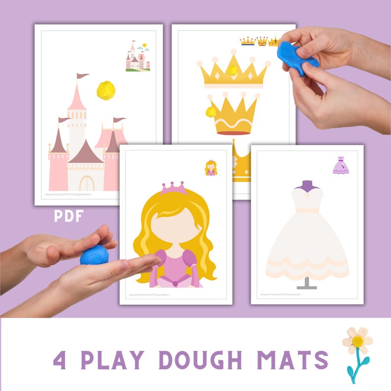 4 Princess Play Dough Mats - Etsy