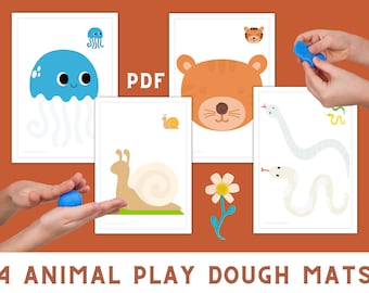5 Printable Play Doh Mats, Animal Play Dough Mats, Woodland Playdough ...
