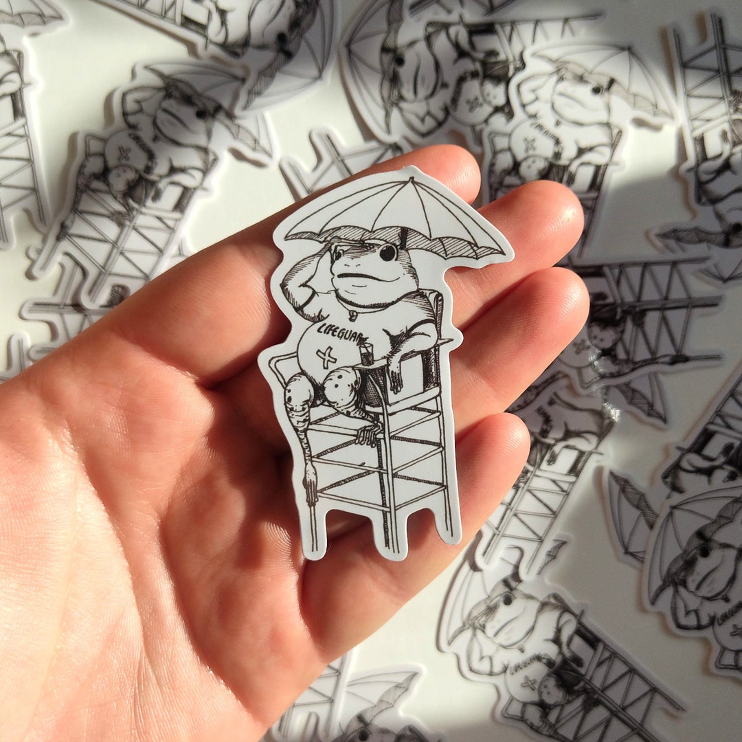 Frog Lifeguard Vinyl Sticker Frog Meme Stickers Frog Life - Etsy