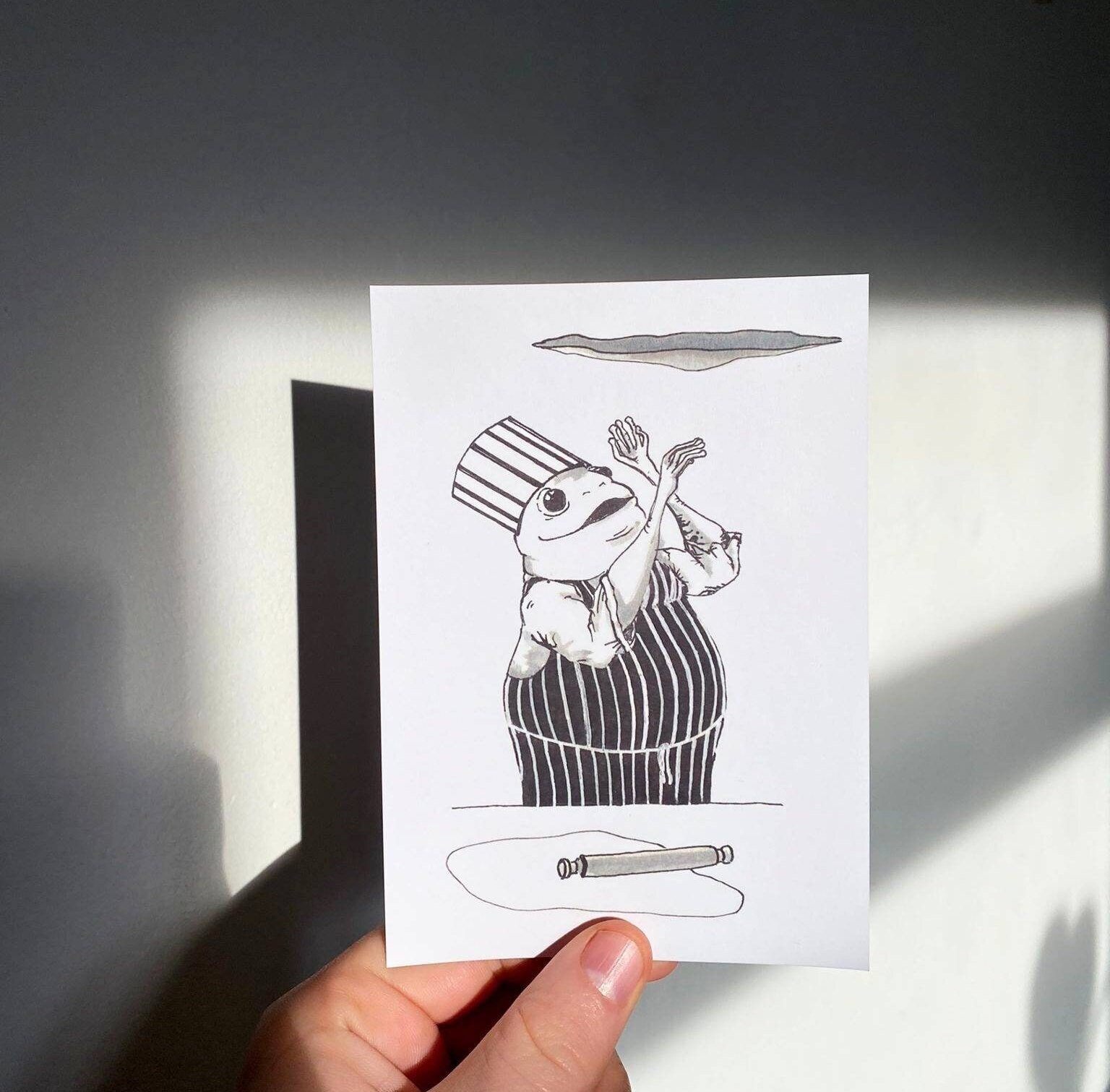 Frog Print, Pizza Chef Froggy Wall Art Cute Fun Postcard for Animal ...