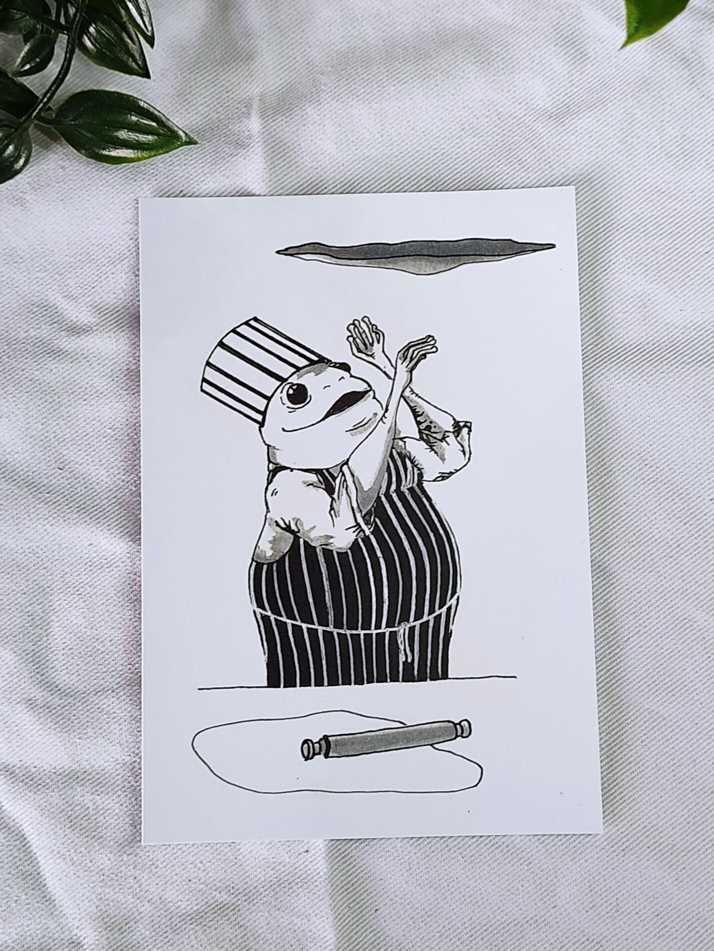 Frog Print, Pizza Chef Froggy Wall Art Cute Fun Postcard for Animal ...