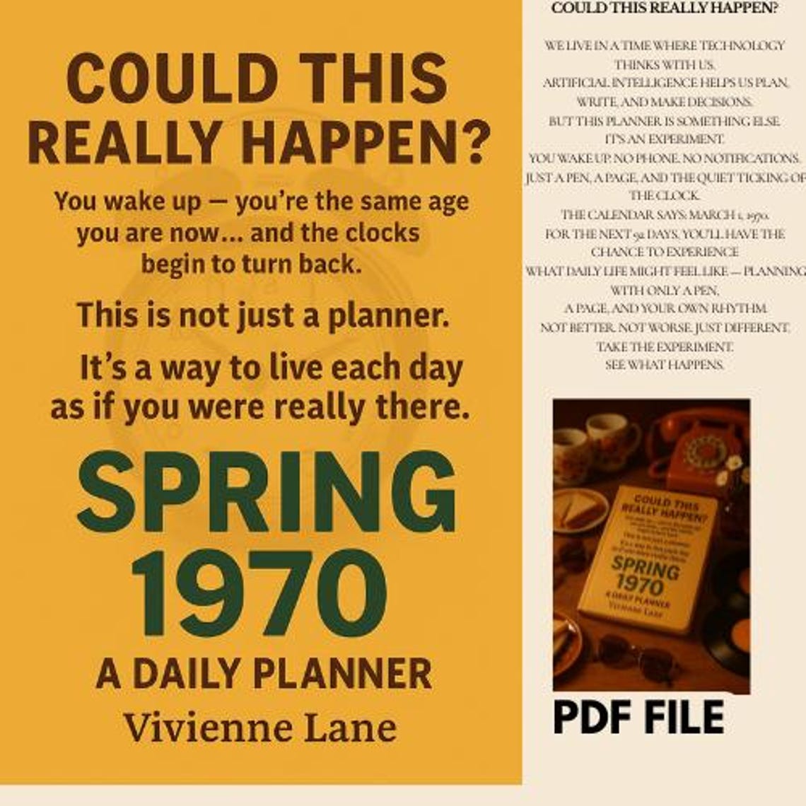 1970s Retro Daily Planner: Printable Vintage Journal (PDF Download) - Etsy