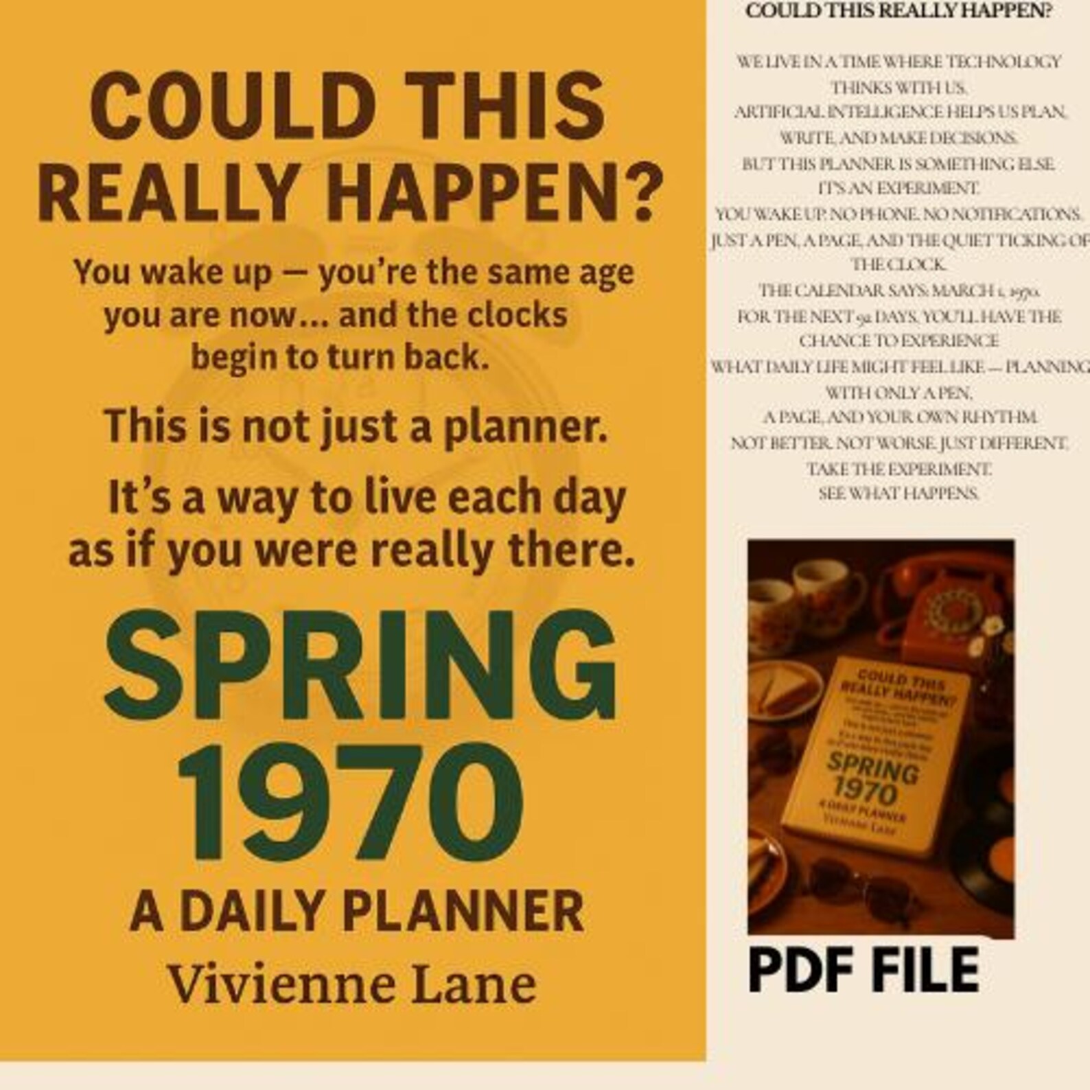 1970s Retro Daily Planner: Printable Vintage Journal (PDF Download) - Etsy