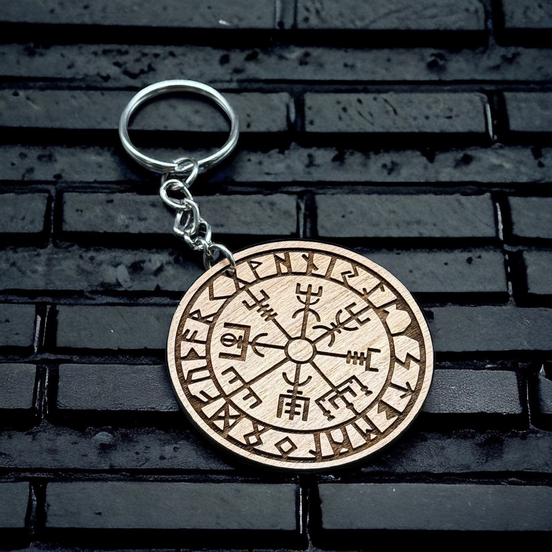 Nordic Compass Keychain, Norse Vegvisir Keychain, Keychain Gift for Men ...