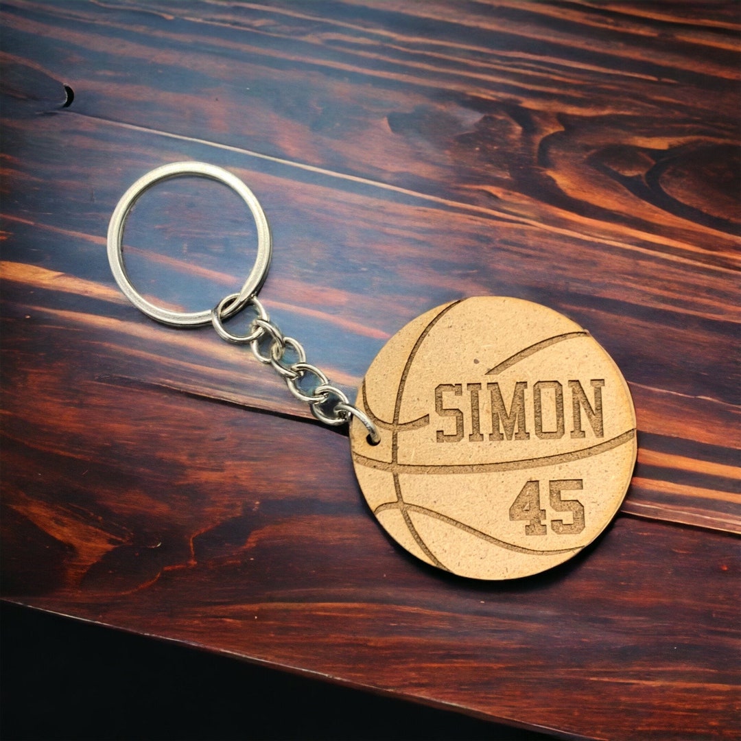 Custom Basketball Keychain, Wooden Keychain, Basketball Tag, Name and ...