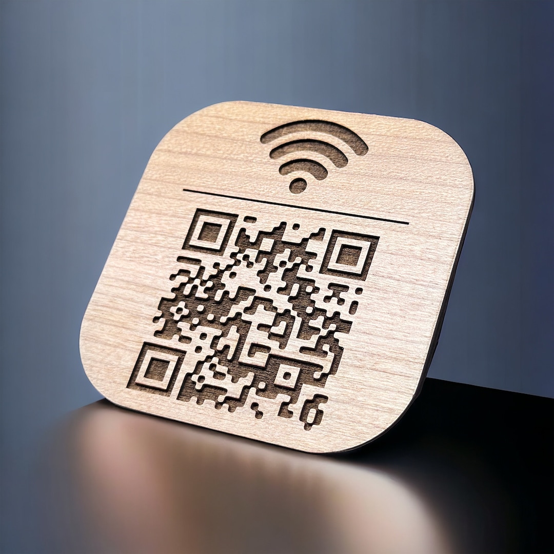 Wooden Wifi QR Code Magnet, Wifi Sign to Scan for Guests, Customizable ...