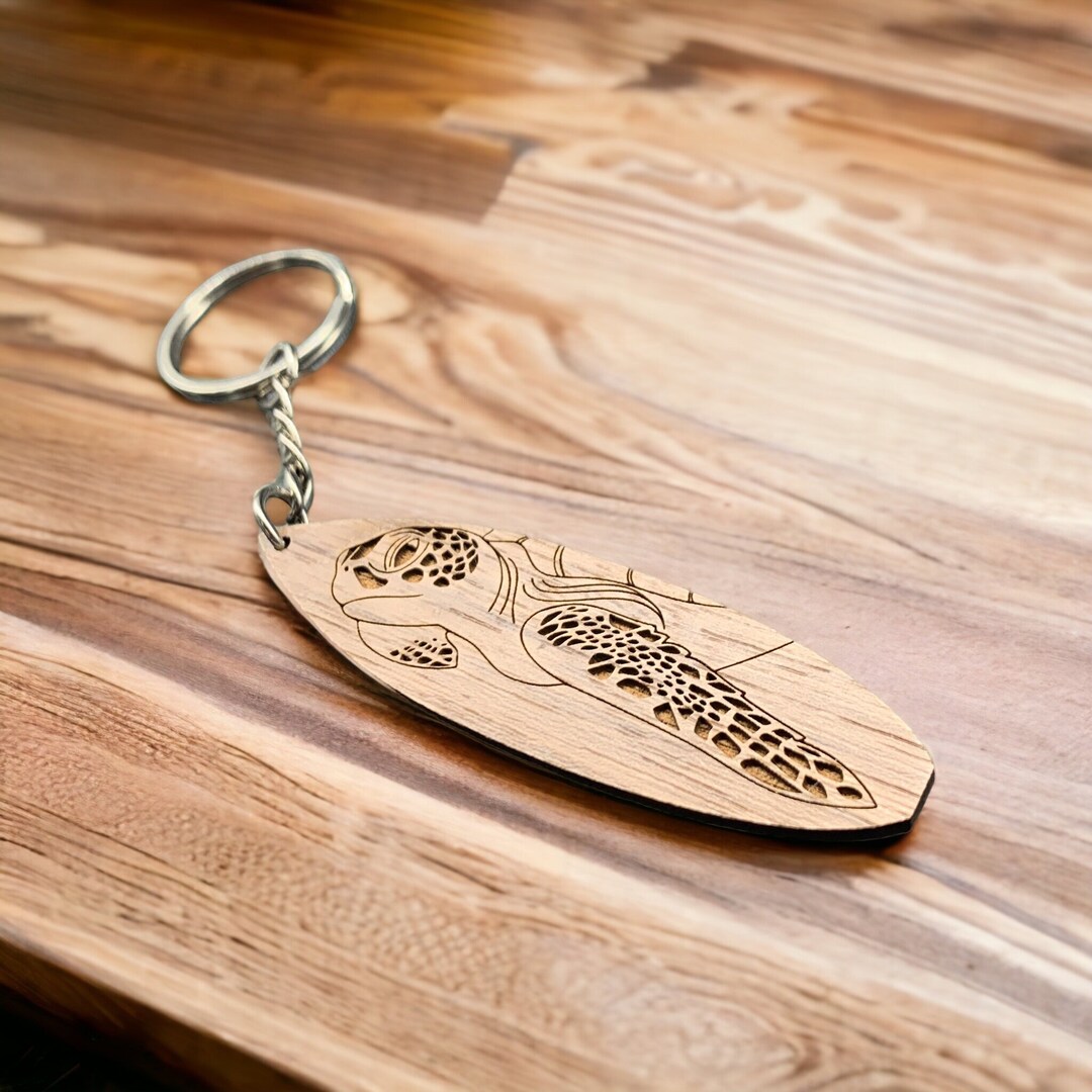 Wooden Surfboard Keychain, Beach Themed Keyring, Ocean Gifts, Engraved ...