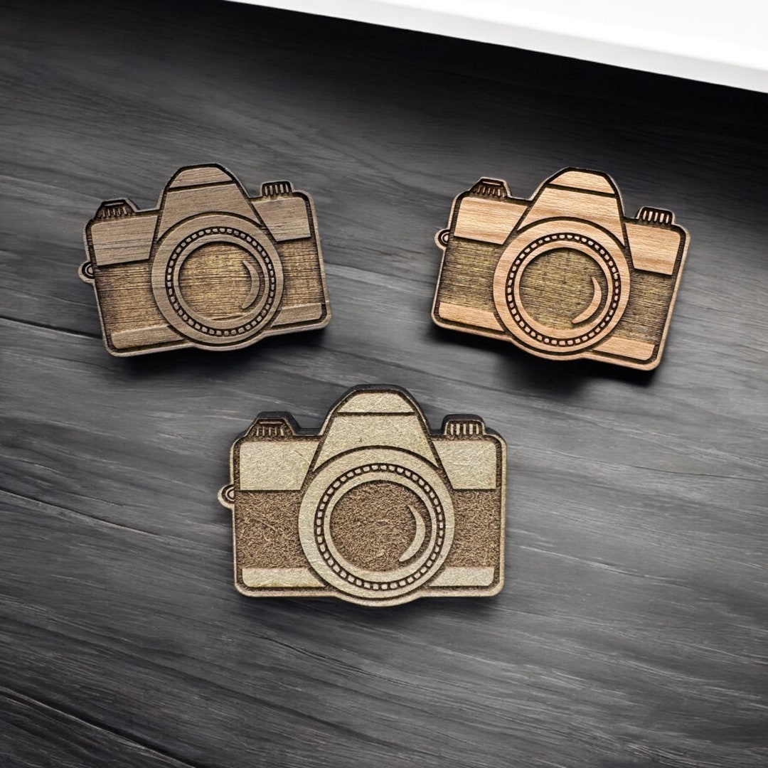 Wooden Camera Pins, Set of 3, Made Out of Different Type of Wood ...