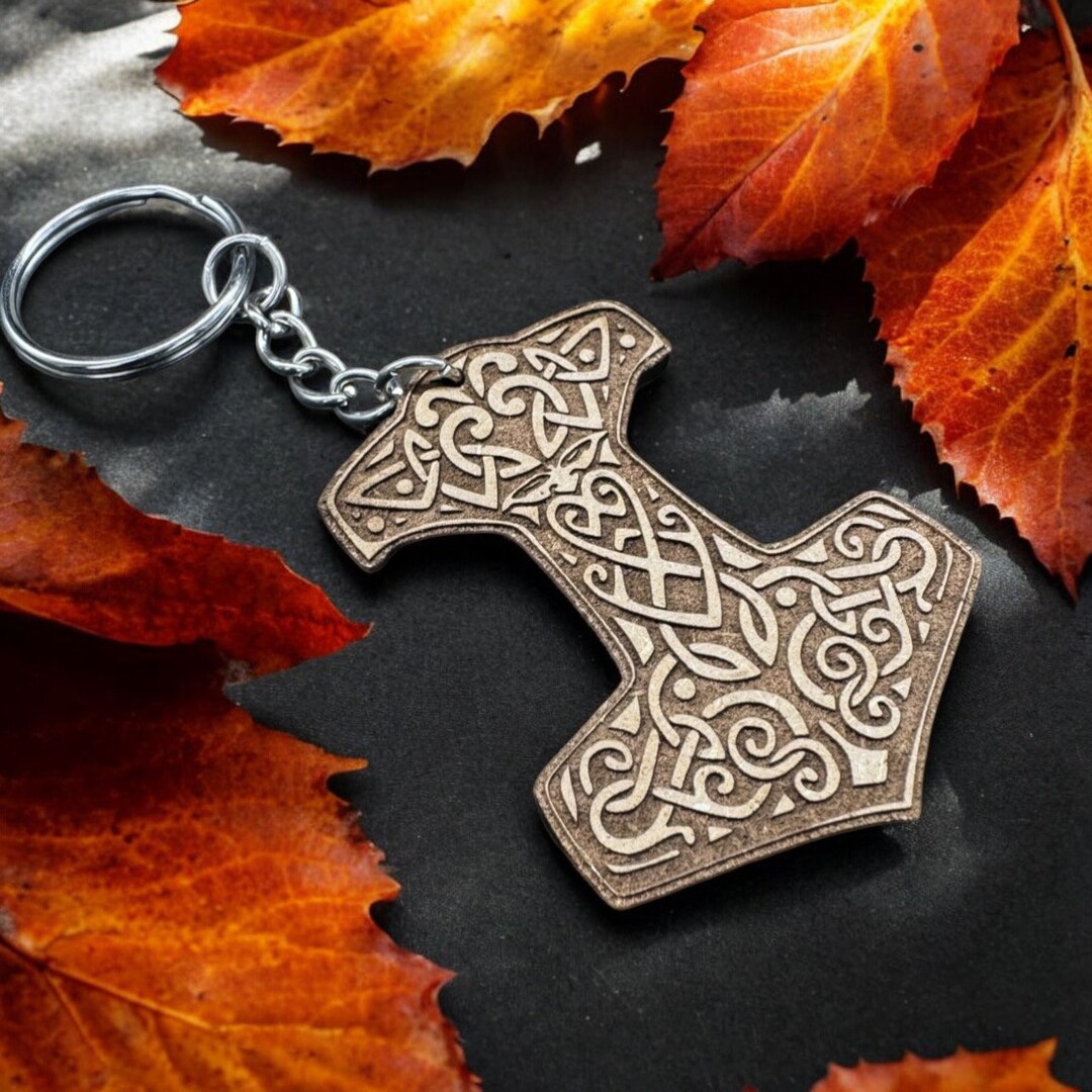 Engraved Mjolnir Keychain, Norse Mythology Gift, Asgardian Lore, Gift ...