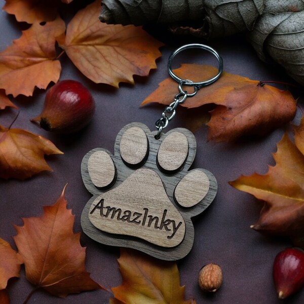 Laser Engraved Paw Keychain - Etsy