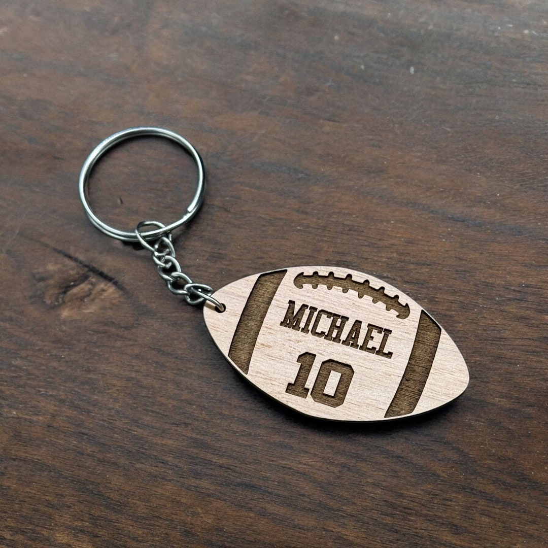 Custom Football Keychain, End of Season Gifts, Personalized Wooden ...