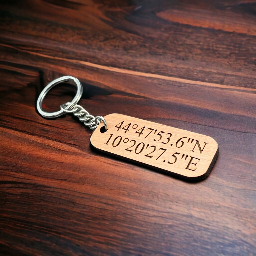 Engraved Coordinates Keychain, Personalized Location, Custom Keyring ...