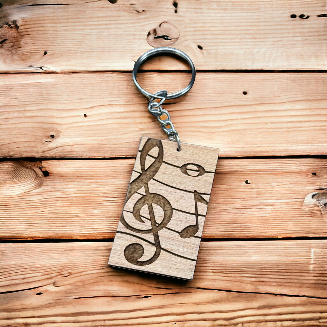 Musical Note Keychain, Wooden Violin Key, Music Gifts, Violin Keychain ...